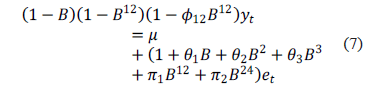 Stage 3. The SARIMA (0,1,3) x (1,1,2)12 model can be written as: